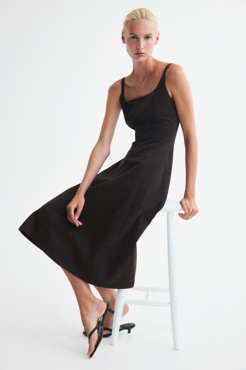 H&M Denim Midi Dress with Flared Skirt